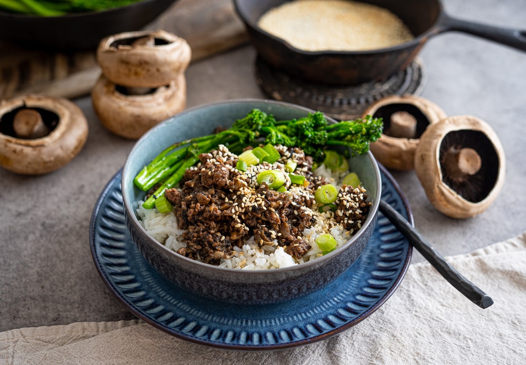 Beef & Mushroom Blended Teriyaki and Rice | Blenditarian